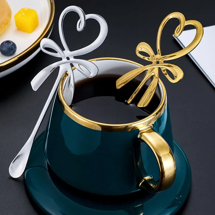 Kitchen accessories 3D Bow Knot Heart Shaped Mini Coffee Spoon Tea ...