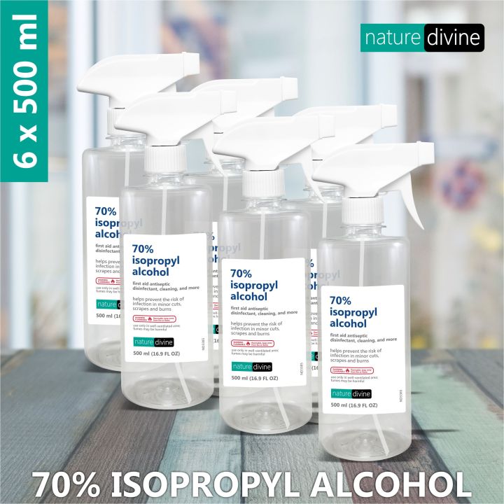 Pack of 6 Nature Divine 70% Isopropyl Alcohol, IPA Rubbing Alcohol ...