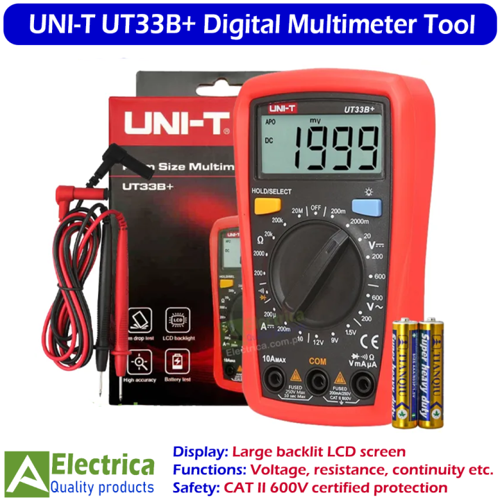 UNI-T UT33B+ Portable Digital Multimeter | Professional AC/DC Tester ...