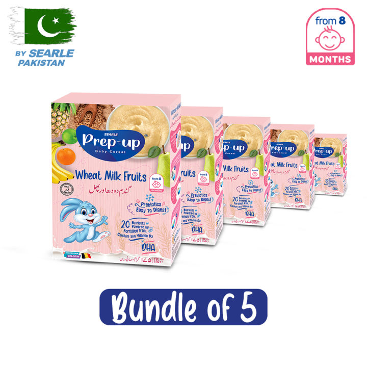 Pack of 5 Prep-Up Baby Cereal - Wheat-Milk-Fruits - 175g | Daraz.pk