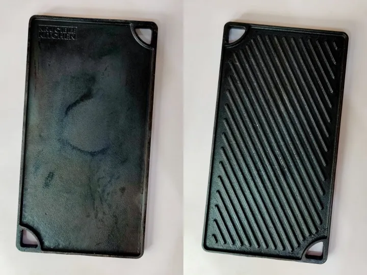 Reversible Grill Griddle 16.75x9" (42CM x 22.8CM), Cast Iron Naturally ...