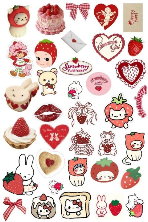 Pack of 4 Red Aesthetic Sticker Sheets – 15x10cm A6 PVC Sheets (Uncut ...