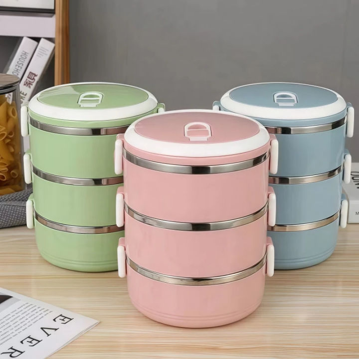 3 Layers 2100ml Portable Insulated Food Lunch Container Set with ...