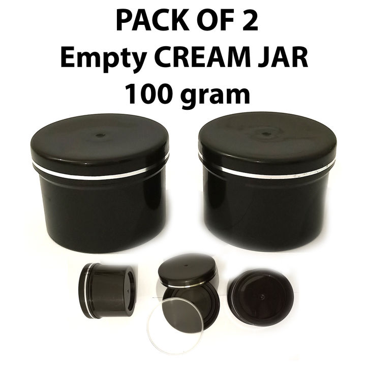 Pack of 2 Empty Cosmetic Containers Cream Pot Jar Refillable Plastic ...