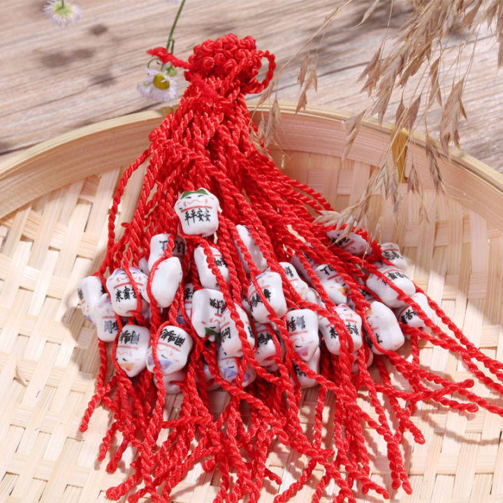 【Hottest Trends】Wind ceramic lucky cat hand-woven men's and women's red ...