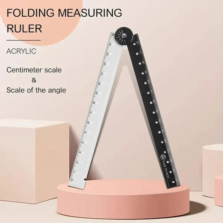 Portable Plastic Folding Ruler Clear Scale Non-toxic Stationery School ...