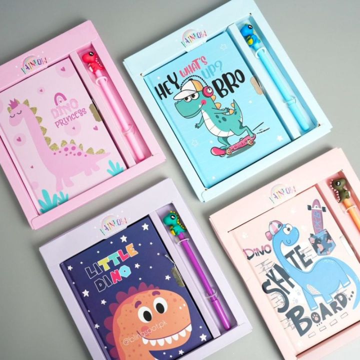 Dinosaur Diary with Gel Pen Cute Dinosaur Notebook Lock Diary Student ...