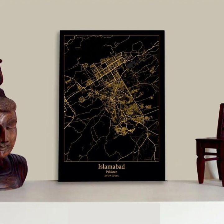Islamabad City Map Frame Digital Printed Wall Hanging Piece | Daraz.pk
