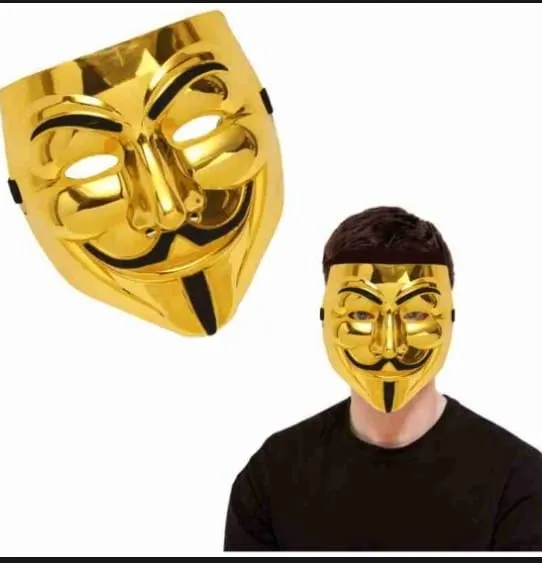 Halloween Costume Cosplay Party Masks V for Vendetta Hacker mask Golden ...