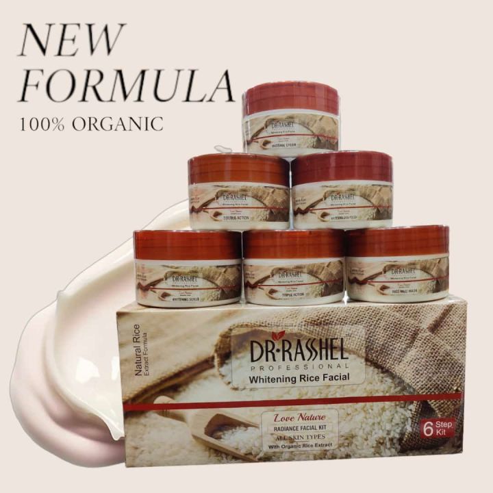 Dr Rashell Rice Whitening Facial Kit Pack of 6 Rice Facial Set | Daraz.pk