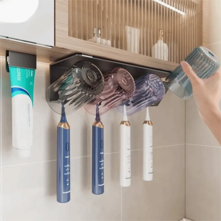 Storage Solution Non-Perforated Toothbrush Storage Rack Wall-Mounted ...