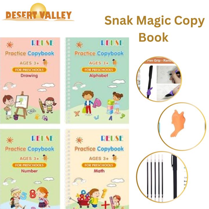 Magic Practice Copybook(4 BOOKS+10 INK REFILL) Book For Montessori ...