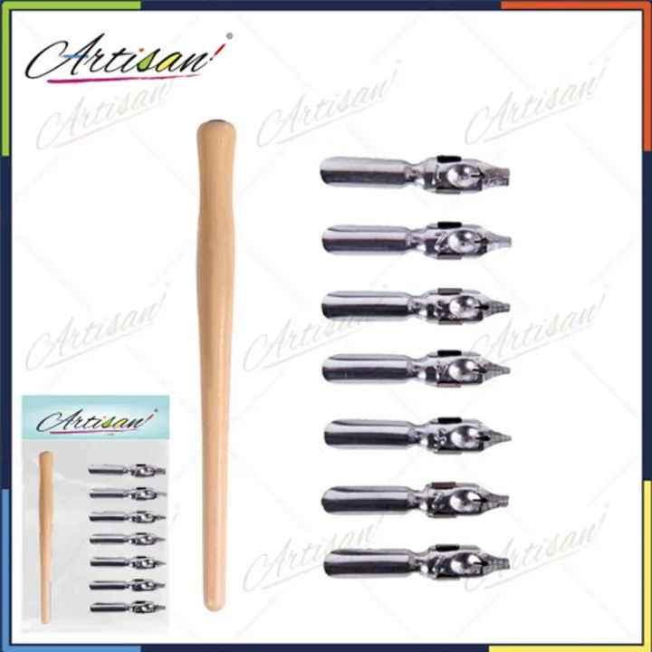 Artisan - 8 Pcs Set - Having 7 Calligraphy Dip Pen Nibs and 1 Lacquered ...