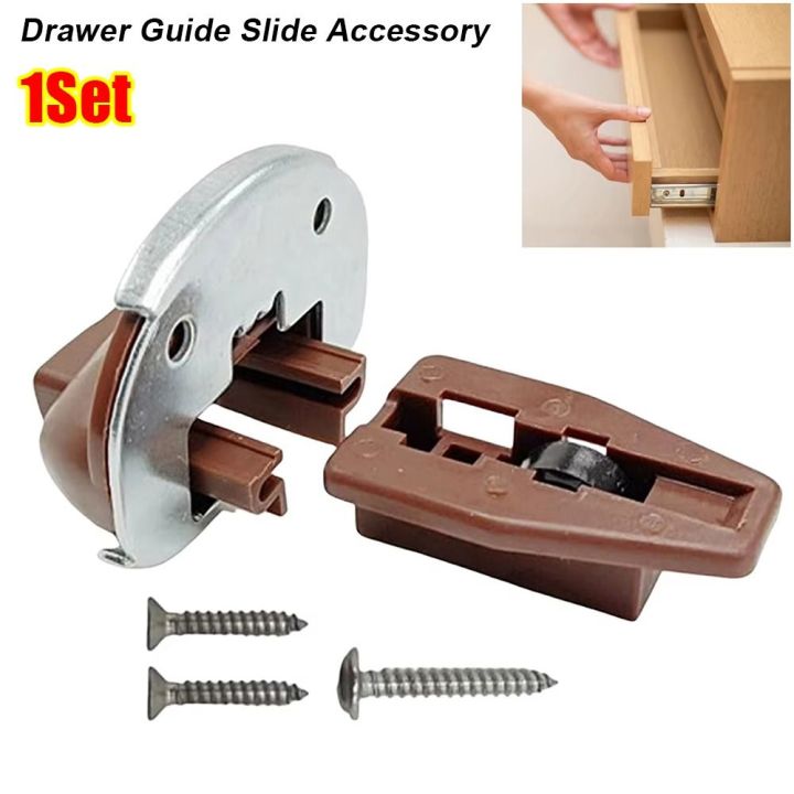 1Set New Plastic Metal Drawer Guide Slide Accessory with Roller ...