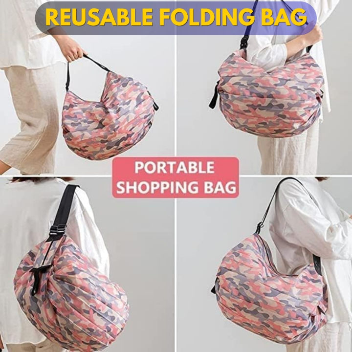 Reusable Folding Supermarket Shopping Bag with Zipper | Nylon ...