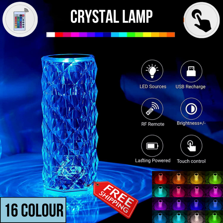 16 Colors Rechargeable Crystal Diamond Lamp With Remote Control | Daraz.pk