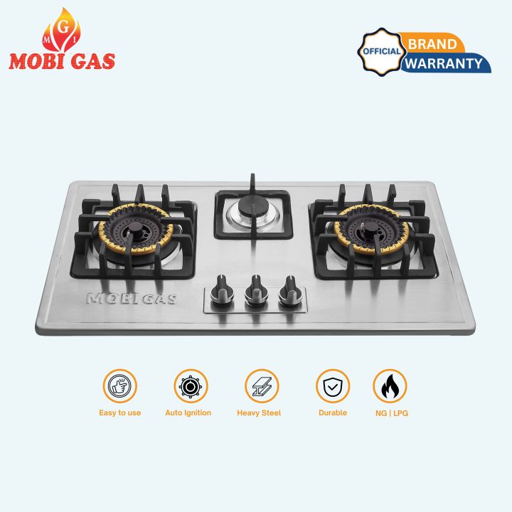 MobiGas MM293 Elegant 3-Burner Gas Hob with Auto Ignition, Heavy ...