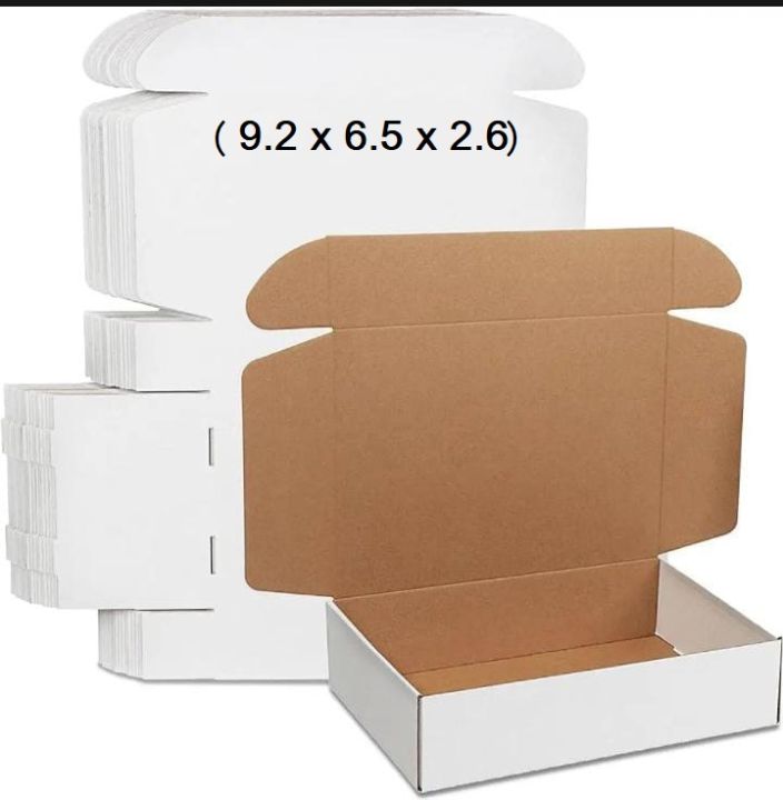 Pack of 10 (9.2 x 6.5 x 2.6 inch) Shipping Boxes, White Corrugated ...