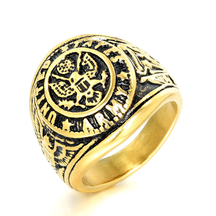 Ornament Vintage Russian Flag National Emblem Eagle Ring Men's titanium ...