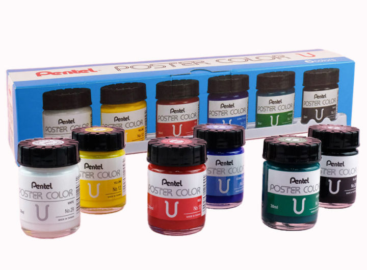 InstaOrder – Pack of 6 - Pentel Poster Colors For Artist – 30ml Each ...