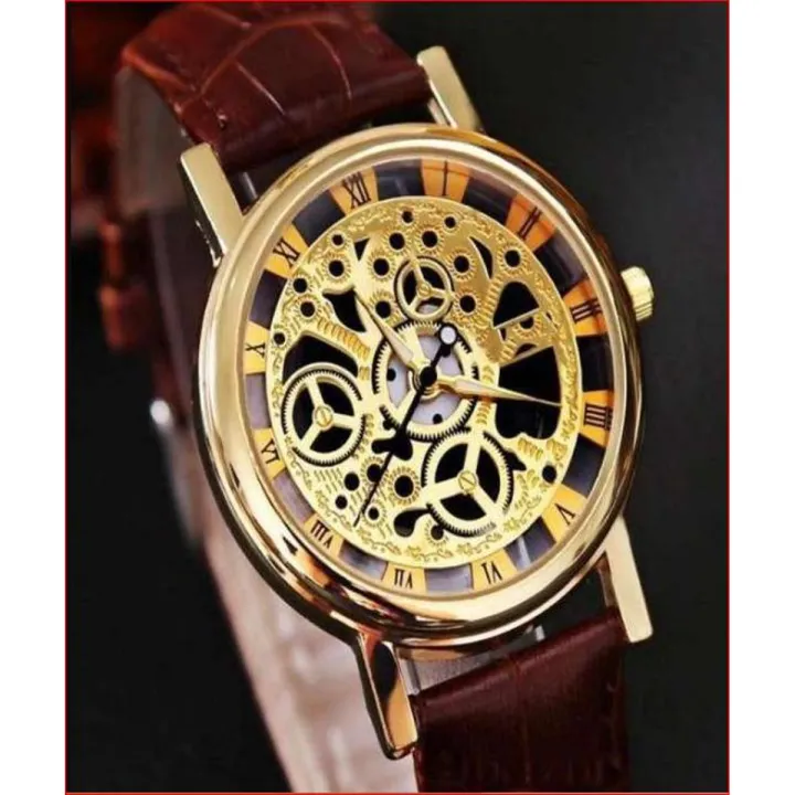 Skeleton Double Sided Glass Transparent Watch for Men / Women / Girls ...