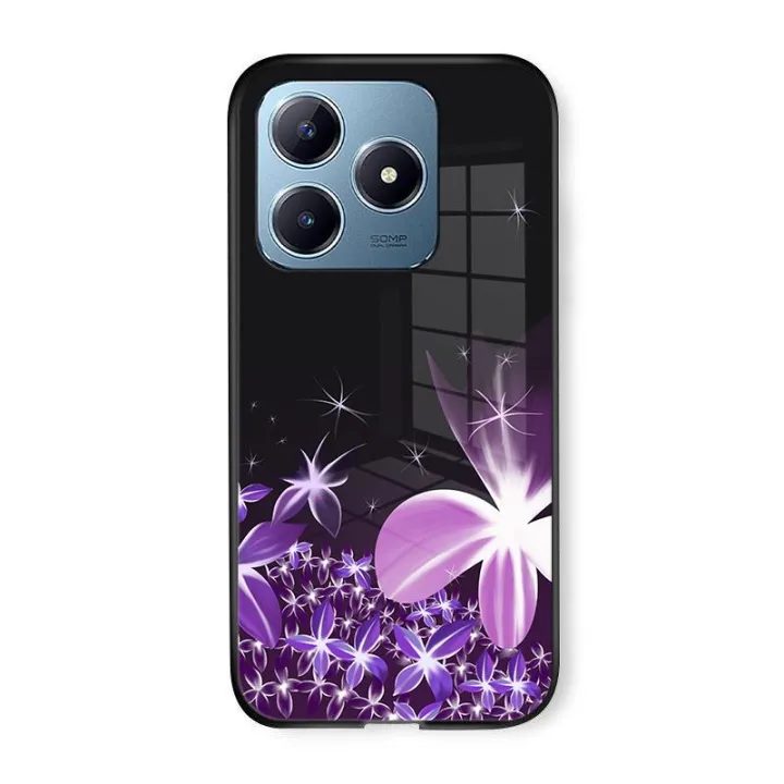 Luxury Lotus flower Anti Drop hard Tempered Glass for Realme C63 Full ...