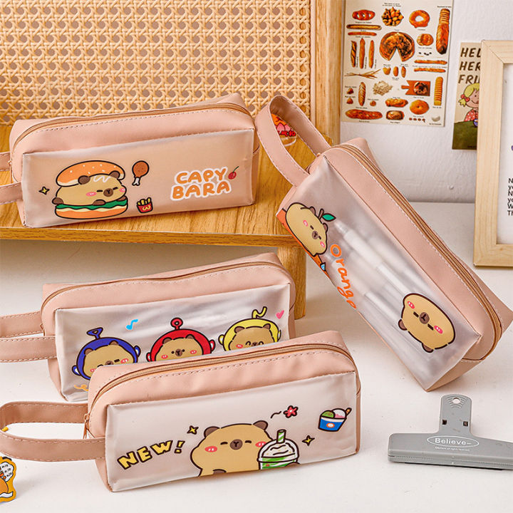 Simple Kawaii Pen Bag Cartoon Cute Capybara Pencil Case Portable ...