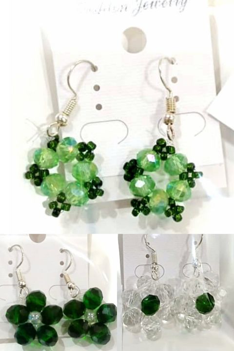 14 August Earrings Azadi Earrings Beautiful flower earrings green and ...