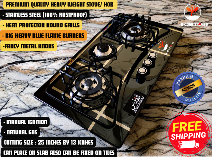 BK Jee 3 Burner Premium Heavy Stainless Steel Hob STOVE With Heavy ...