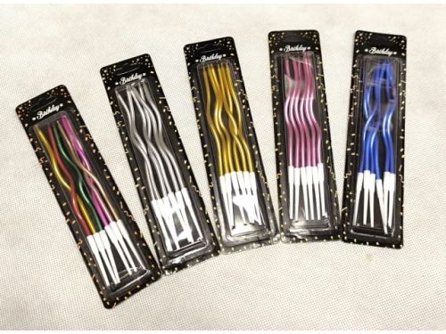 Curly Candles Pack of 6 Twisty Metallic Candles for Cake Decoration ...