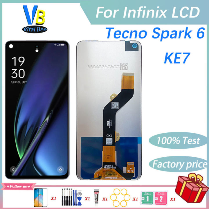 LCD For Tecno Spark 6 LCD Display Touch Screen Digitizer Assembly KE7 ...