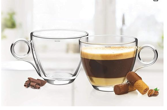 DELISOGA Glass Tea Cups Set of 6 Pieces - Transparent Glass Tea ...