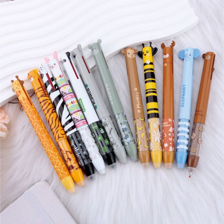 Cartoon Erasable Ballpoint Pen Double Ink Color Animal Design Neutral ...