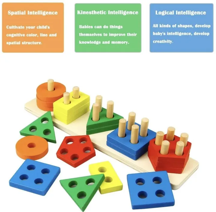 Educational shapes learning wooden puzzle color learning | Daraz.pk