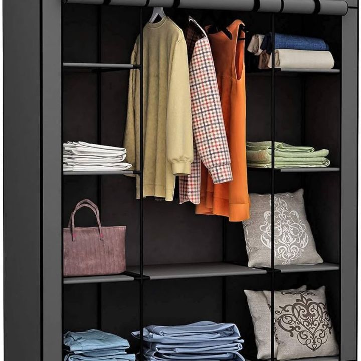 WEO Fancy and Portable Foldable Almirah Wardrobe with 8 Shelves and 2 ...