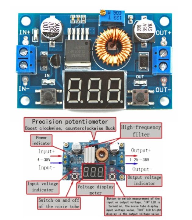 XL4015 5A DC Step Down Adjustable Power Supply Buck Module LED with Voltmeter | Daraz.pk