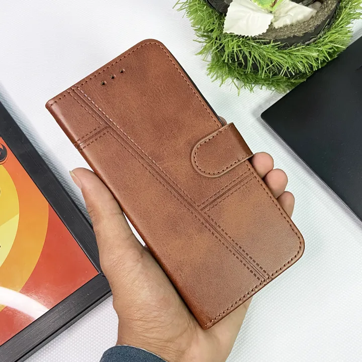 Google Pixel 7a Cover - Brown - Premium Leather Megantic Flip Book ...
