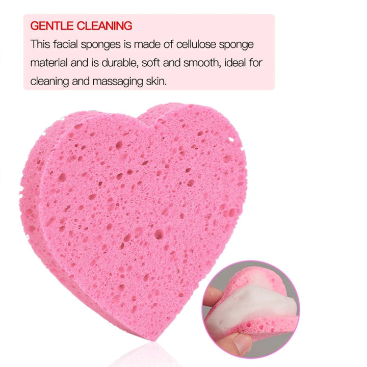 MZ0067 Heart Shape 9cm Facial Sponge Natural Cellulose Makeup Remover ...