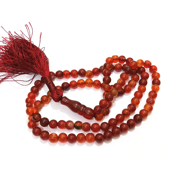 Original smooth Natural Red Aqeeq Tasbih Size 6MM 100 Beads – Muslim ...