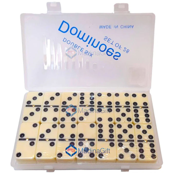 Double SIX Dominoes Game - Set of 28 Pieces - Crystal Plastic Case ...