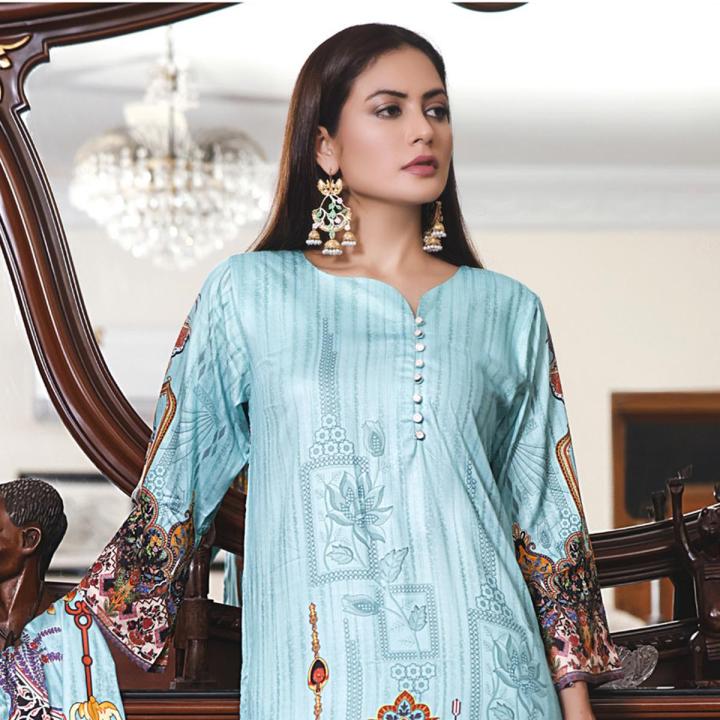Halime Sultan Cottel Digital Printed Un-Stitched 3 Piece Suit - 7 ...