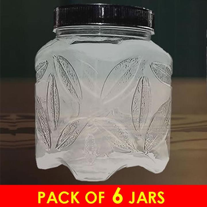 Pack of 6 - Pure Plastic Storage Jars for Kitchen - Big Size Jar Made ...