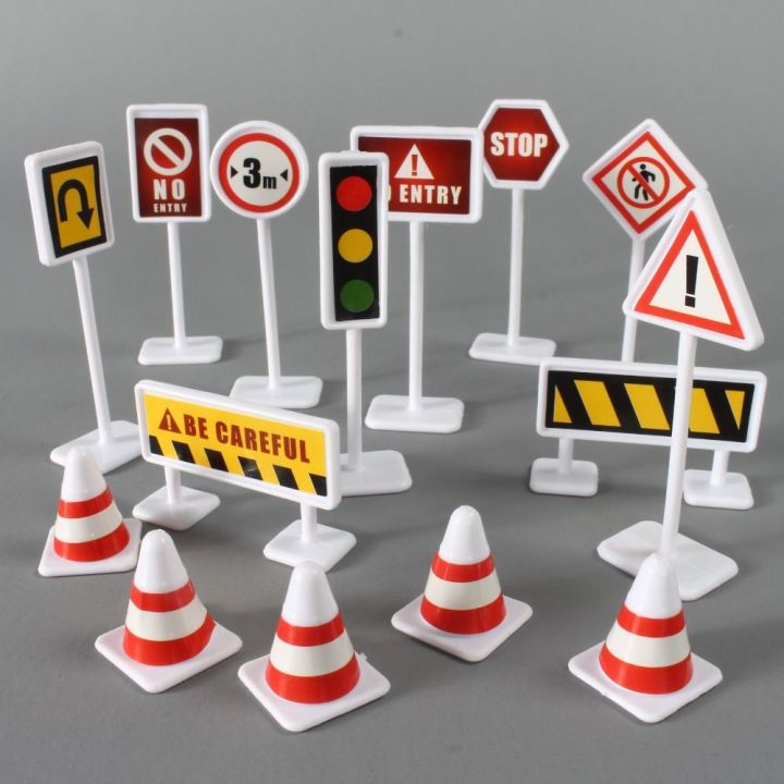 15Pcs/Set Fun Traffic Signs Mini Traffic Signs Model Toy Road Block ...