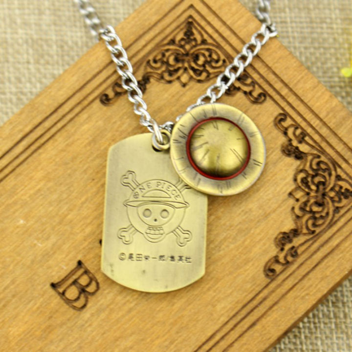 1pc Anime One Piece Necklace Luffy Straw Hat And Skull Logo Dog Tag ...