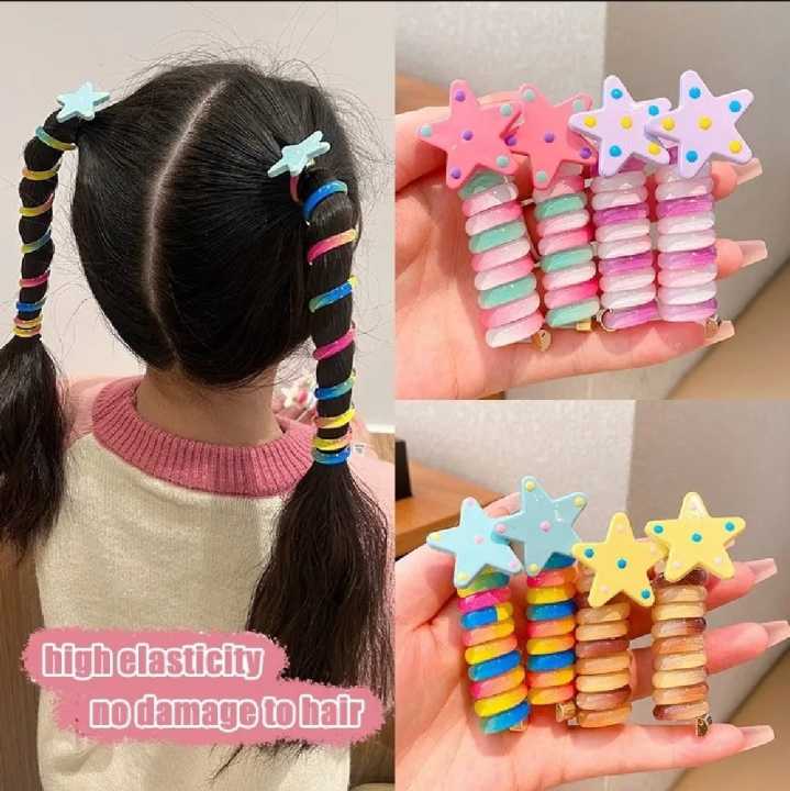 1pc Elastic Telephone Wire line ties women girls mix style hair band ...