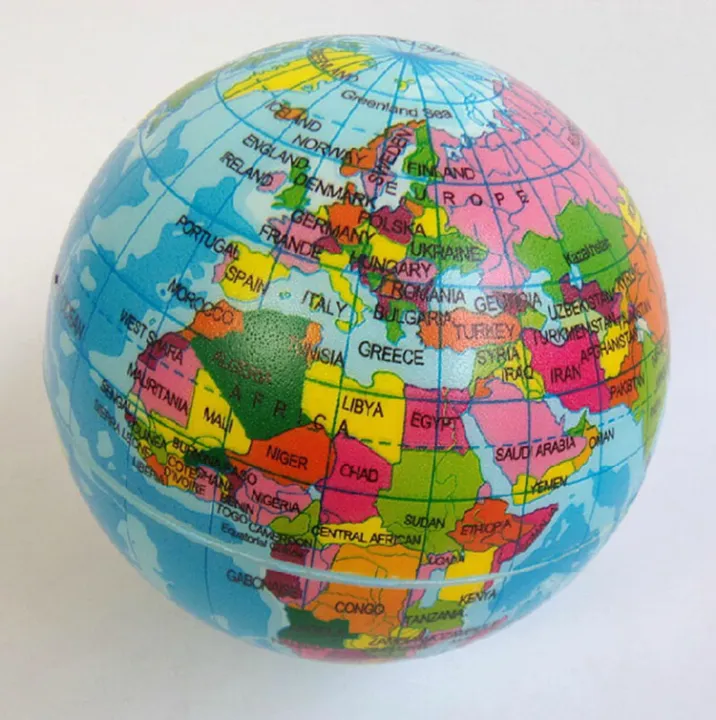 Earth Globe Stress Relief Bouncy Foam Ball Kids World Atlas Geography ...