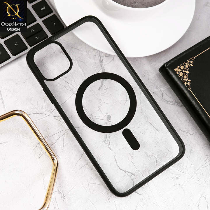 IPhone_ 12 Cover - Black - New Clear Transparent Back Magnetic Magsafe ...