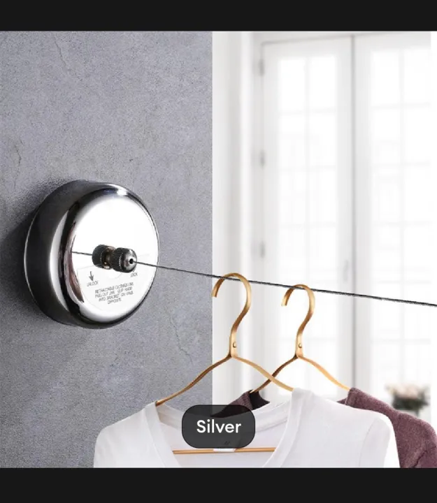 HMT Wall Mounted Drying String Retractable Clothesline Heavy Duty Rope ...