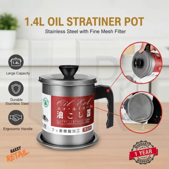 Oil Filter Pot – 1.4L Oil Filter Pot – Stainless Steel Grease Container ...