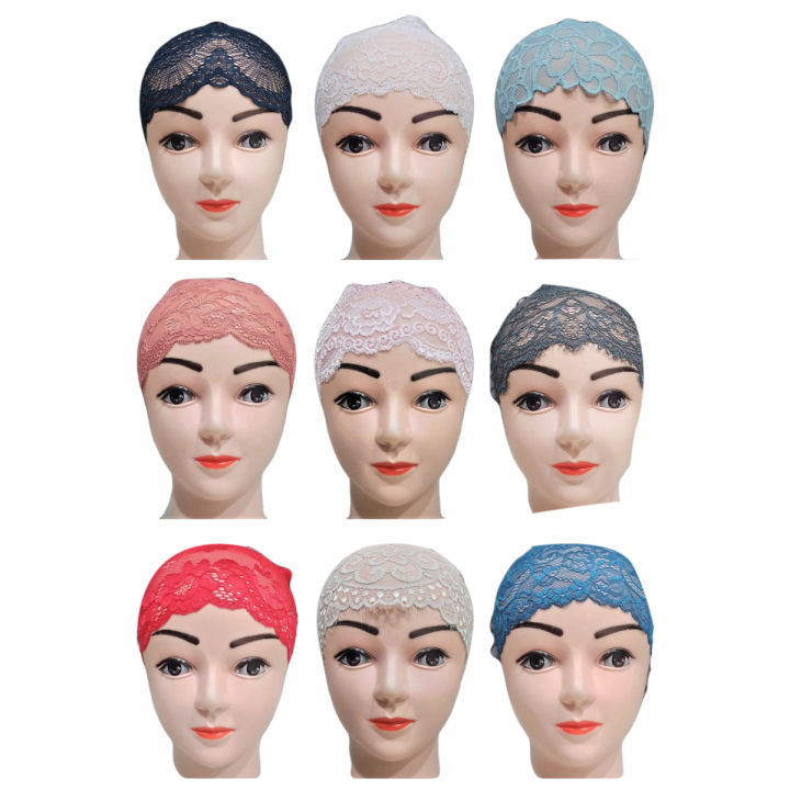 Pack Of Lace Bands Net Cap For Girls Hijab Caps Stylish Soft ...